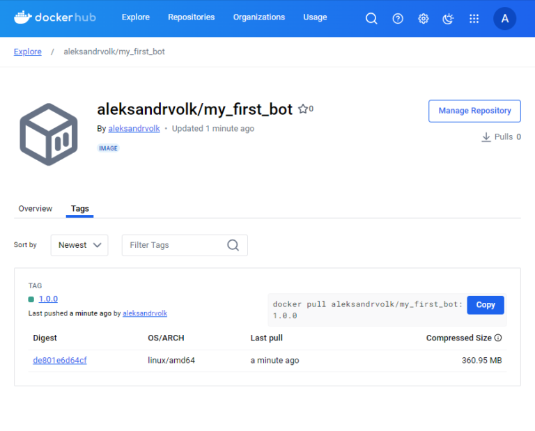Как загрузить свой образ на DockerHub - DockerHosting.ru